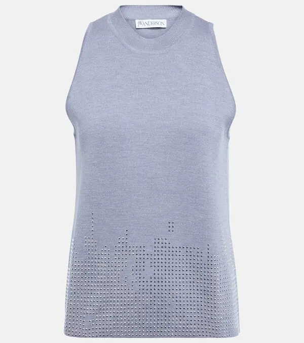 JW Anderson Embellished Wool Top - Grey