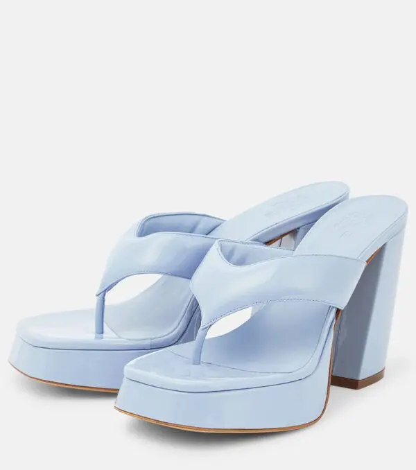 GIA BORGHINI Patent Leather Platform Sandals - Blue