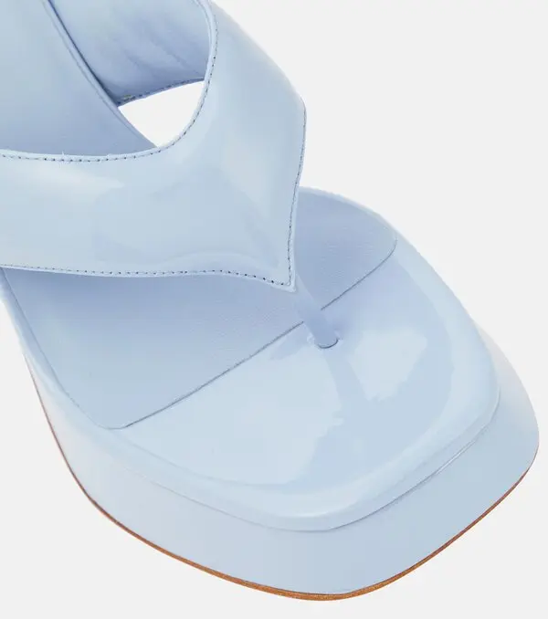 GIA BORGHINI Patent Leather Platform Sandals - Blue