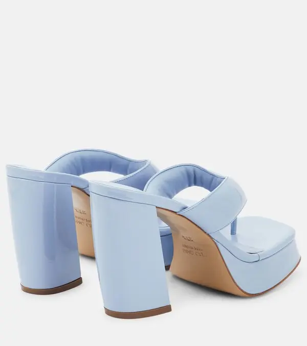 GIA BORGHINI Patent Leather Platform Sandals - Blue