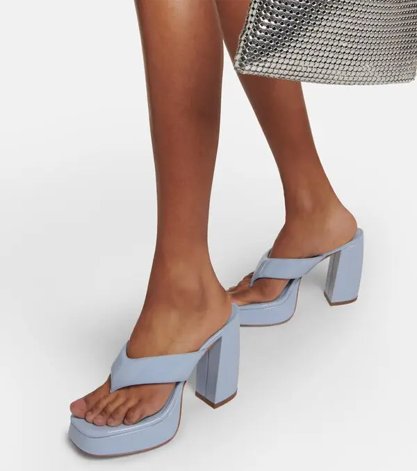 GIA BORGHINI Patent Leather Platform Sandals - Blue