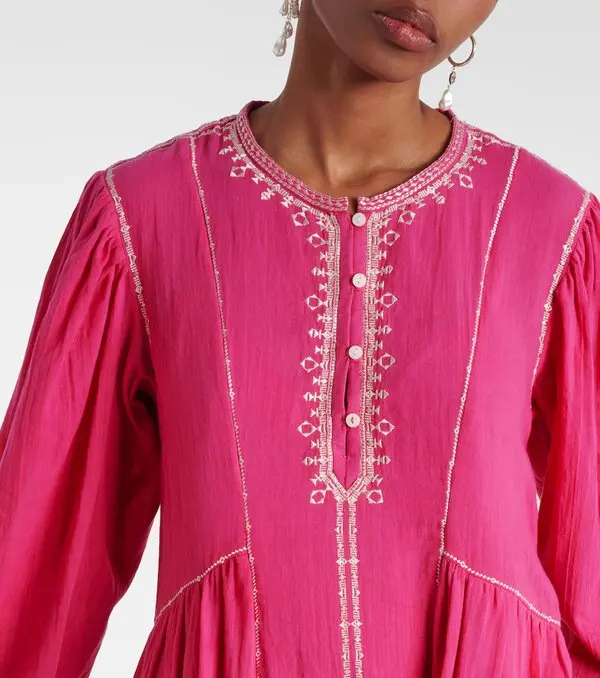 MARANT ETOILE Pippa Embroidered Cotton Midi Dress