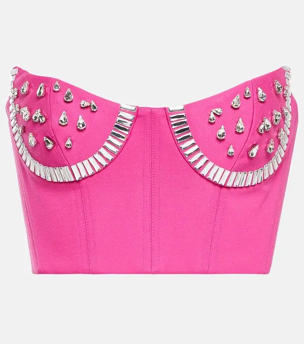 AREA Crystal-embellished Bustier - Pink
