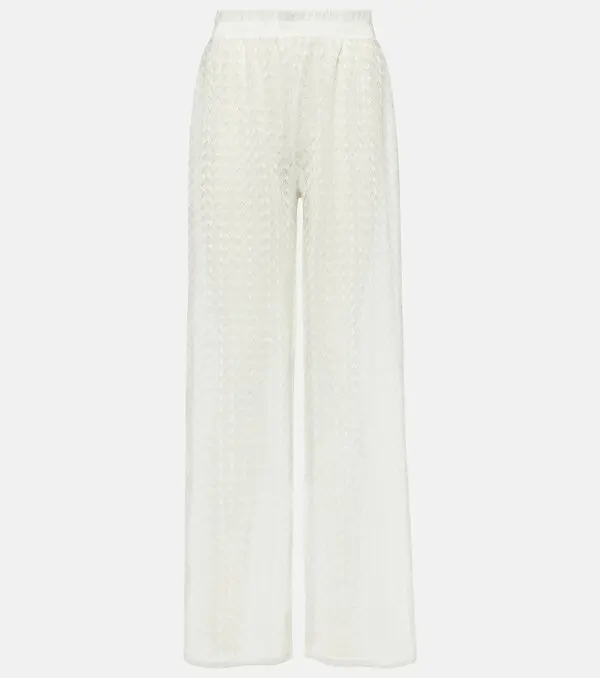 Melissa Odabash Sienna Open-knit Wide-leg Pants - White