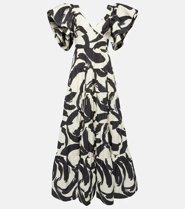 Rebecca Vallance Pompidou Printed Taffeta Maxi Dress - Black