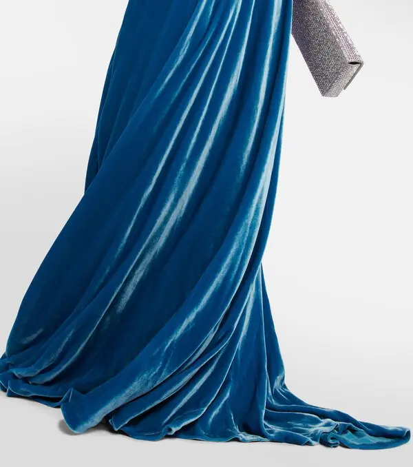 Costarellos Velvet Gown With Detachable Belt