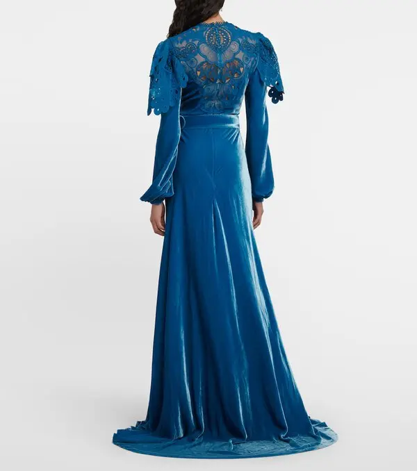 Costarellos Velvet Gown With Detachable Belt