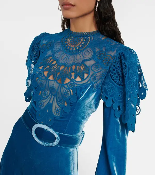Costarellos Velvet Gown With Detachable Belt