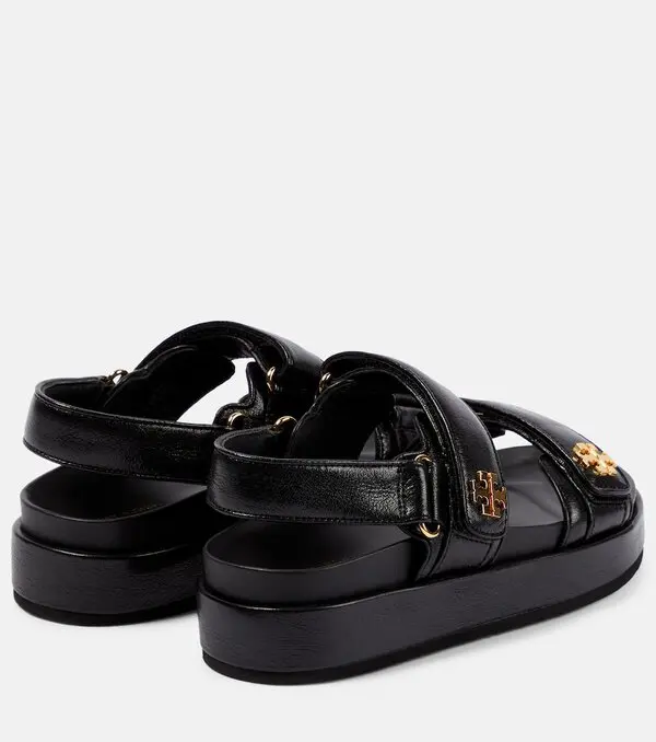 Tory Burch Kira Leather Platform Sandals - Black