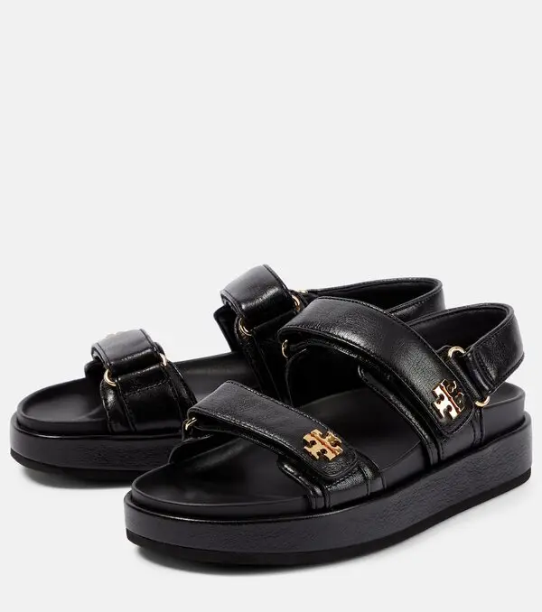 Tory Burch Kira Leather Platform Sandals - Black