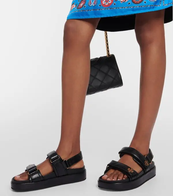 Tory Burch Kira Leather Platform Sandals - Black