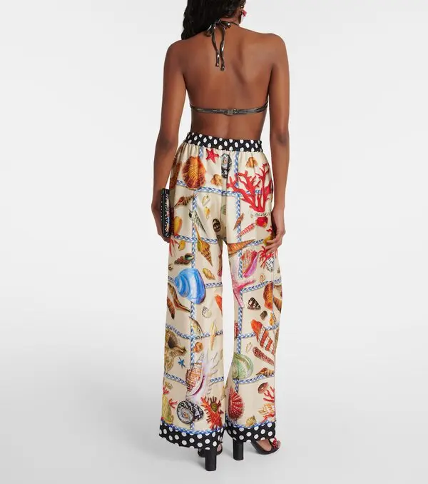 Dolce & Gabbana Capri Printed Silk Satin Palazzo Pants