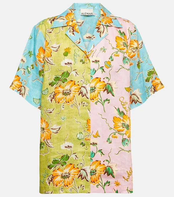 ALEMAIS Mana Floral Patchwork Linen Shirt - Multicoloured