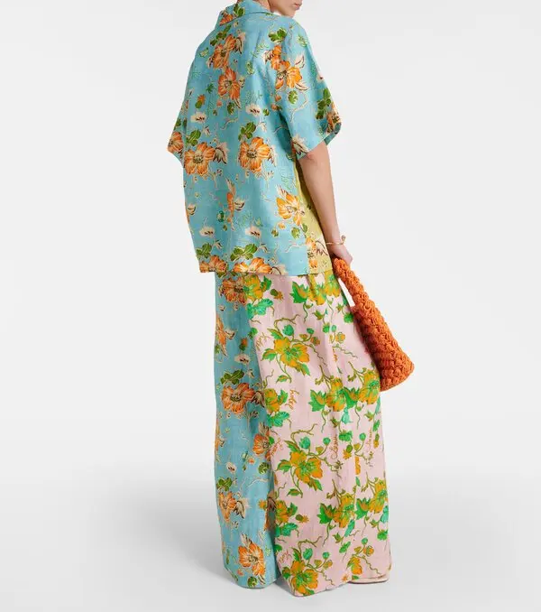 ALEMAIS Mana Floral Patchwork Linen Shirt - Multicoloured
