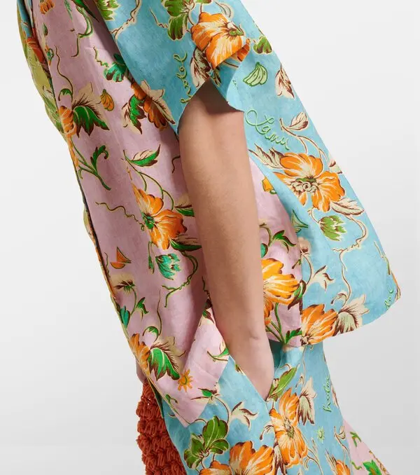 ALEMAIS Mana Floral Patchwork Linen Shirt - Multicoloured