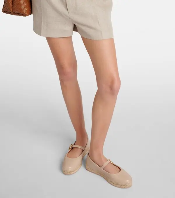 GIANVITO ROSSI Leather And Raffia Mary Jane Espadrilles