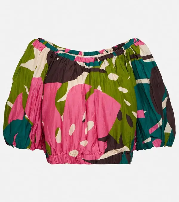 Velvet By Graham & Spencer Britney Printed Cotton And Silk Top