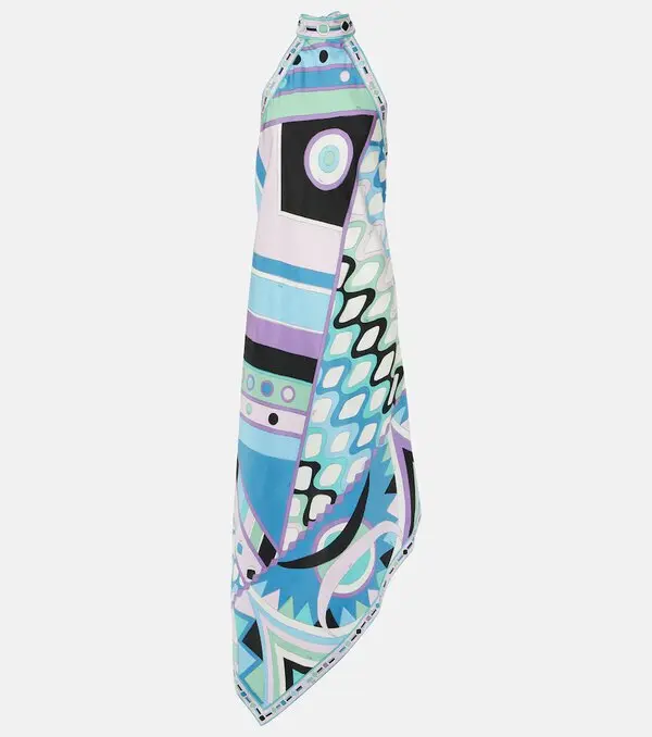 Emilio Pucci Vivara Halterneck Silk Midi Dress - Multicoloured