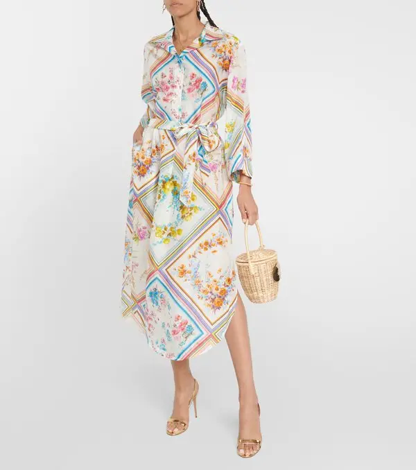Zimmermann Halcyon Floral Silk Midi Dress