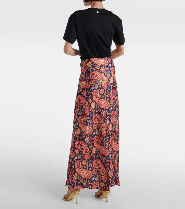 Rabanne Paisley Satin Maxi Skirt