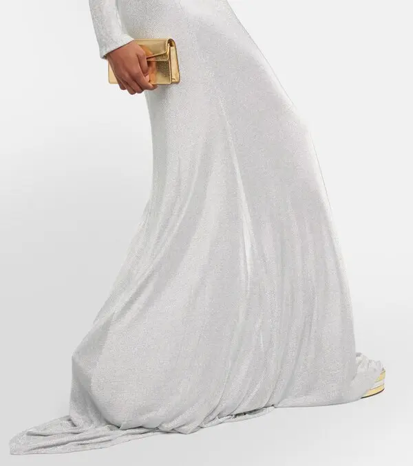 Costarellos Metallic Cutout Gown