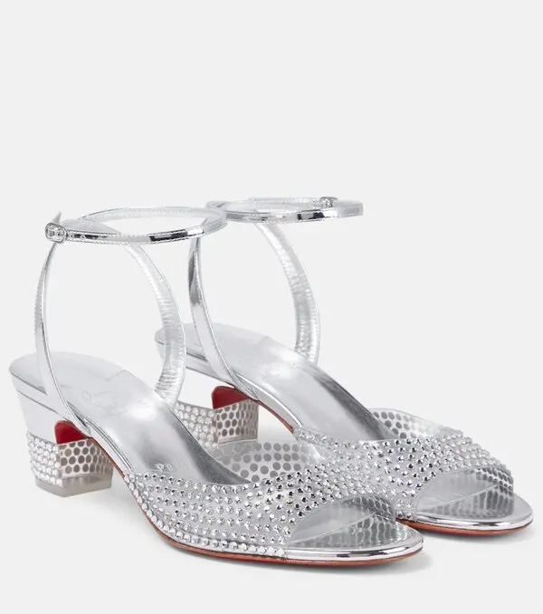 CHRISTIAN LOUBOUTIN Cassandrissima Embellished Pvc Sandals - Silver