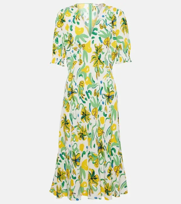 Diane Von Furstenberg Jemma Floral Crepe Midi Dress - Multicoloured