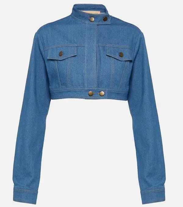 AYA MUSE Cropped Denim Jacket - Blue