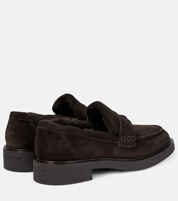 GIANVITO ROSSI Harris Shearling-lined Suede Loafers - Beige