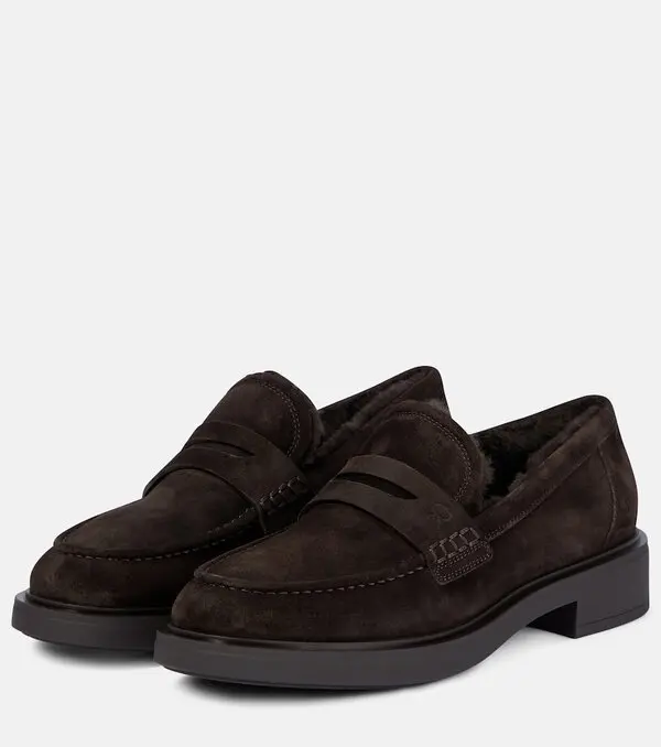 GIANVITO ROSSI Harris Shearling-lined Suede Loafers - Beige