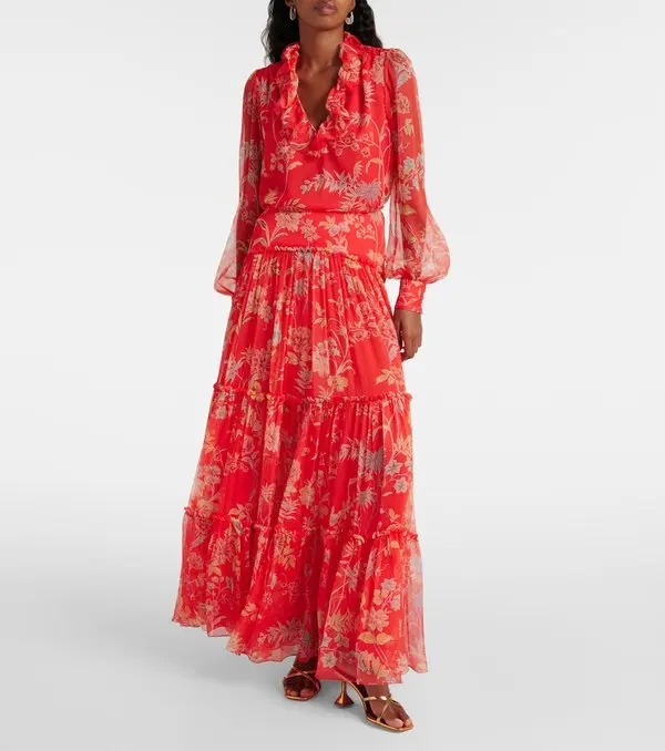 Etro Floral Silk Maxi Skirt