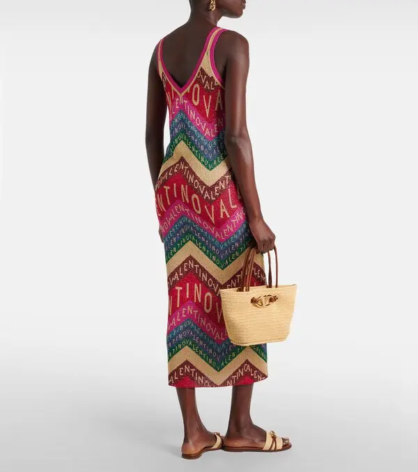 Valentino Garavani Chevron Lame Midi Dress