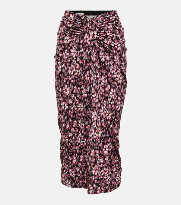 MARANT ETOILE Printed Ruched Jersey Midi Skirt - Multicoloured