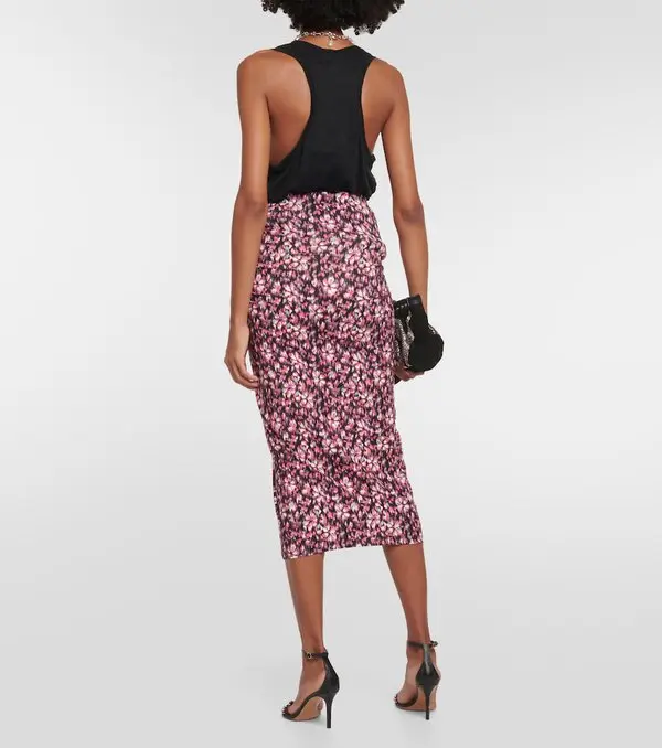 MARANT ETOILE Printed Ruched Jersey Midi Skirt