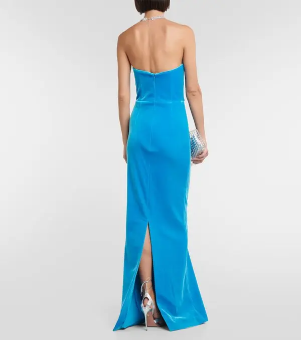 Rebecca Vallance Bernadette Velvet Gown - Blue