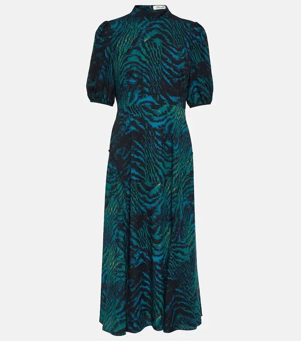 Diane Von Furstenberg Nella Tiger Print Crepe Midi Dress - Multicoloured