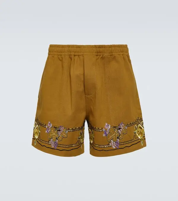 BODE Embroidered Cotton Shorts