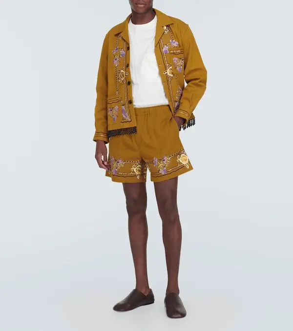 BODE Embroidered Cotton Shorts
