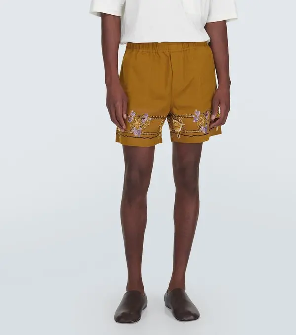 BODE Embroidered Cotton Shorts