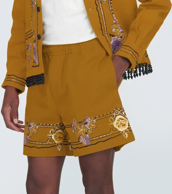 BODE Embroidered Cotton Shorts