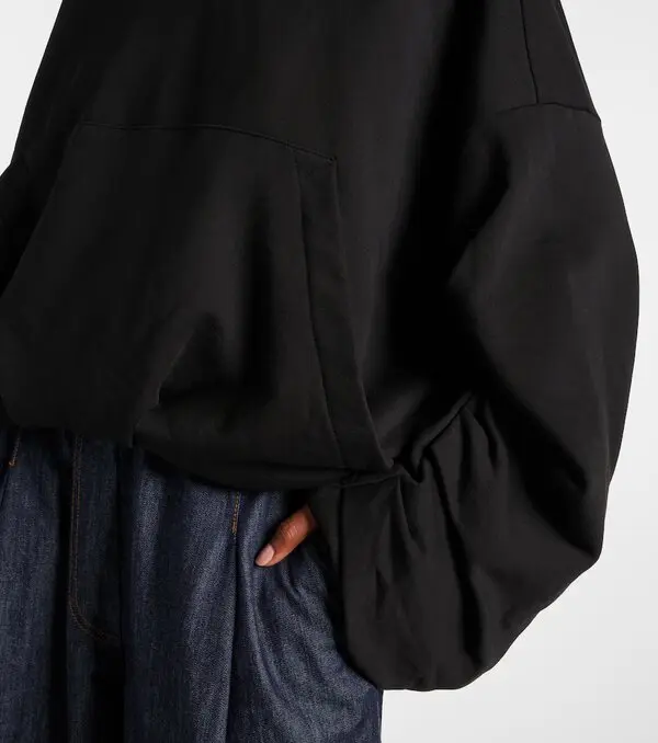 Dries Van Noten Oversized Draped Cotton Jersey Hoodie - Black