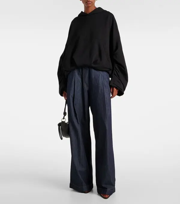 Dries Van Noten Oversized Draped Cotton Jersey Hoodie - Black