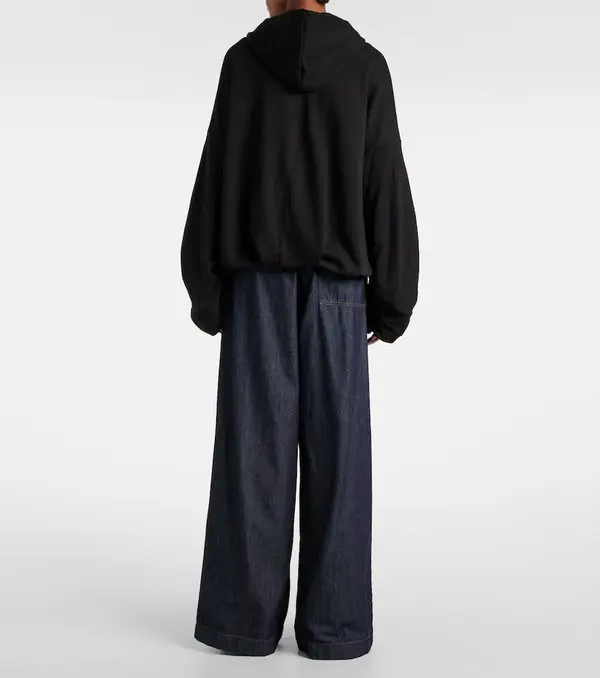 Dries Van Noten Oversized Draped Cotton Jersey Hoodie - Black