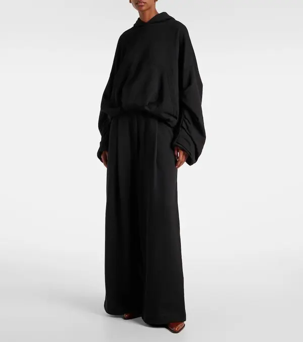Dries Van Noten Oversized Draped Cotton Jersey Hoodie - Black