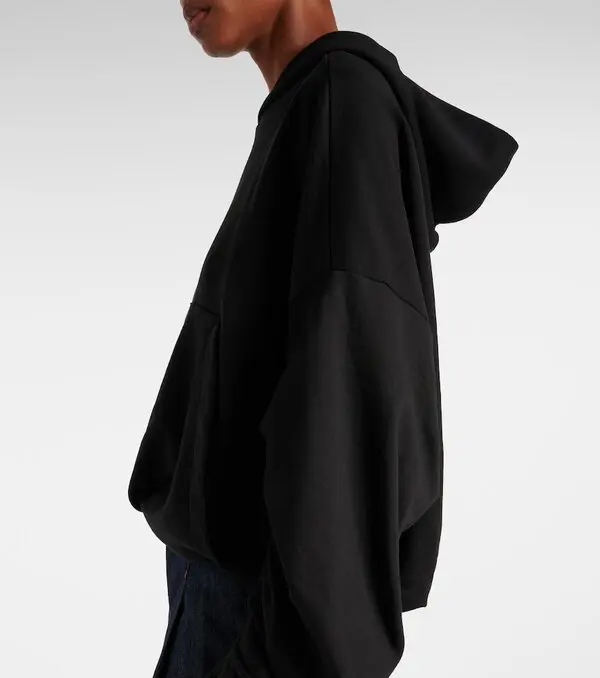 Dries Van Noten Oversized Draped Cotton Jersey Hoodie - Black