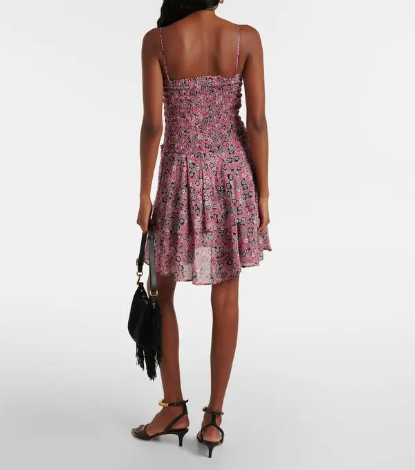 MARANT ETOILE Printed Smocked Cotton Mini Dress - Multicoloured