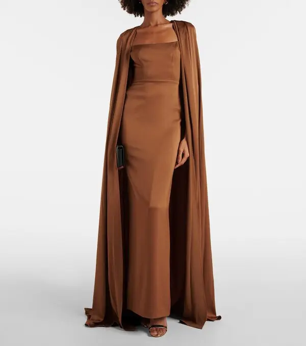 Alex Perry Caped Satin Gown