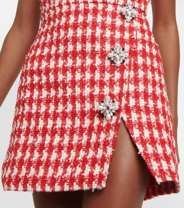 SELF-PORTRAIT Checked Bouclé Mini Dress