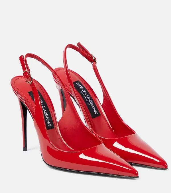 Dolce & Gabbana Dg Patent Leather Slingback Pumps - Red