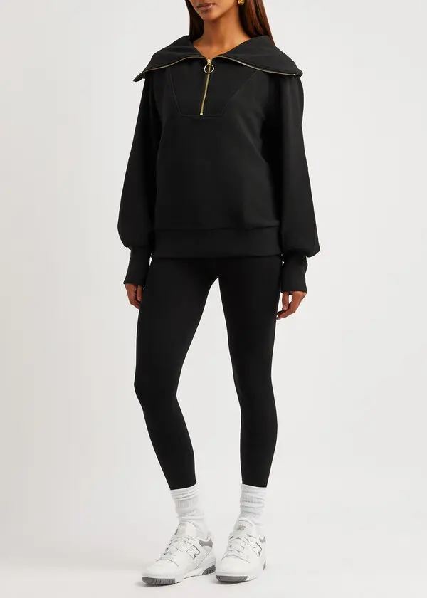 Varley Half-zip Jersey Sweatshirt With Shawl Collar - Black